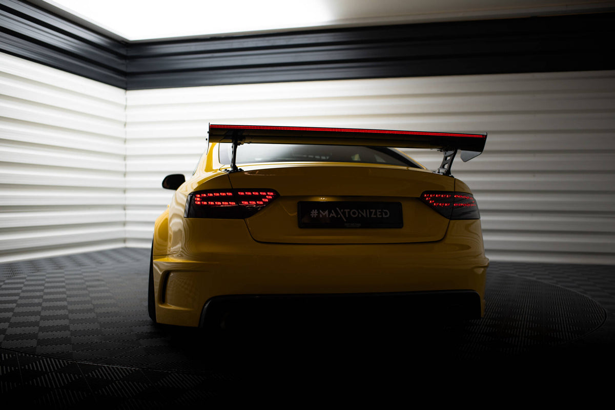 Maxton Design Carbon Spoiler With External Brackets Uprights + LED Aud ...