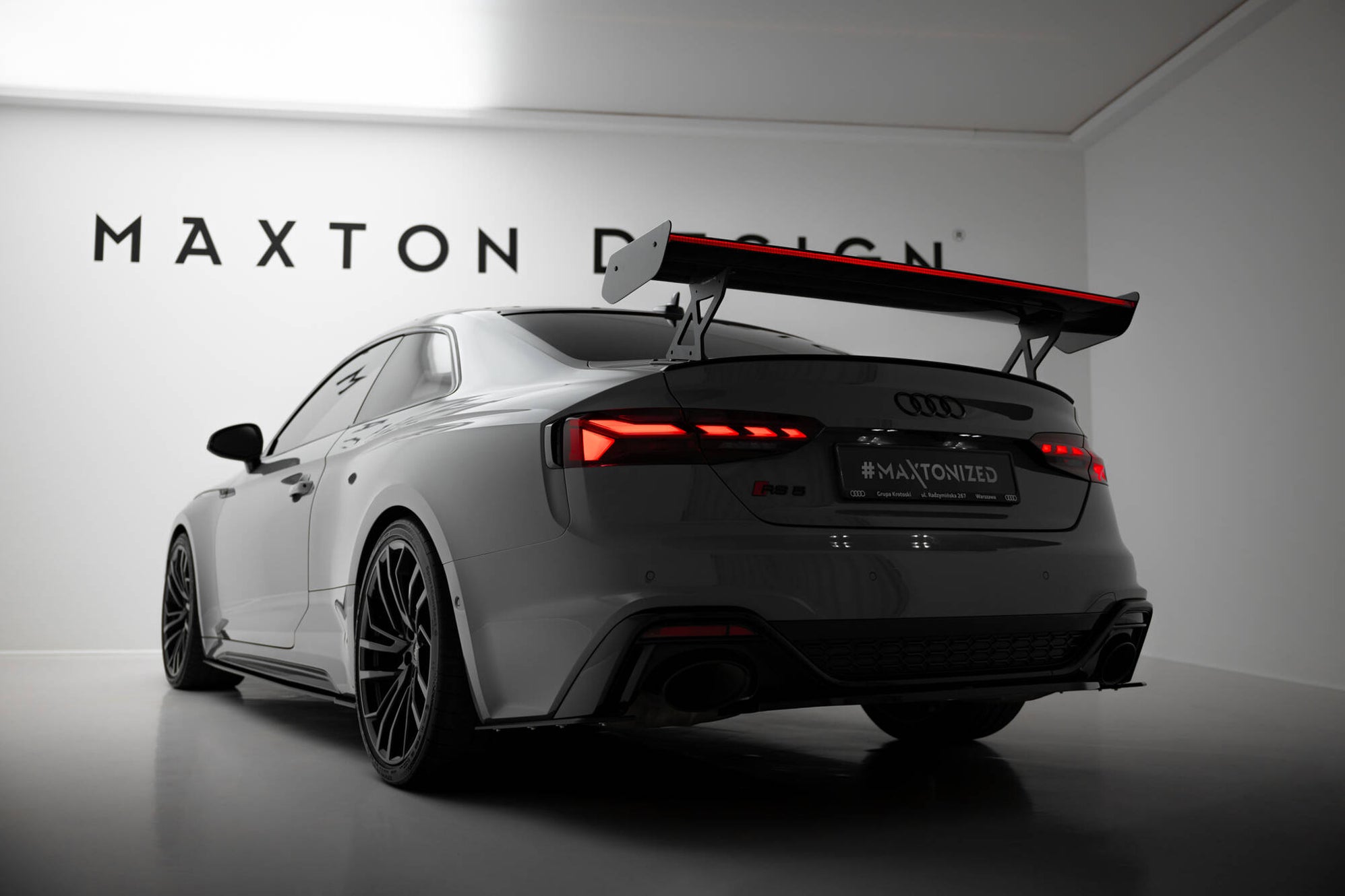 Maxton Design Carbon Spoiler With External Brackets Uprights V.1 + LED ...