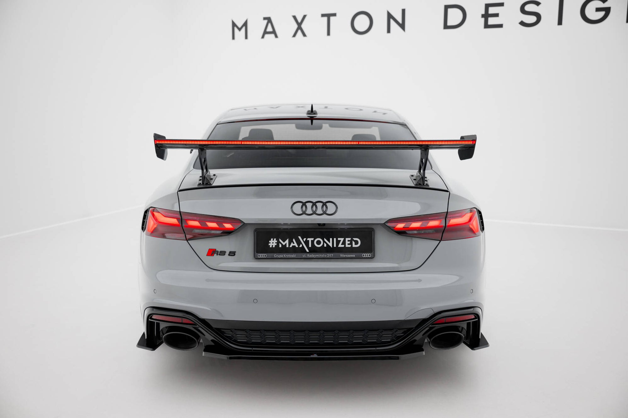 Maxton Design Carbon Spoiler With External Brackets Uprights V.2 + LED ...