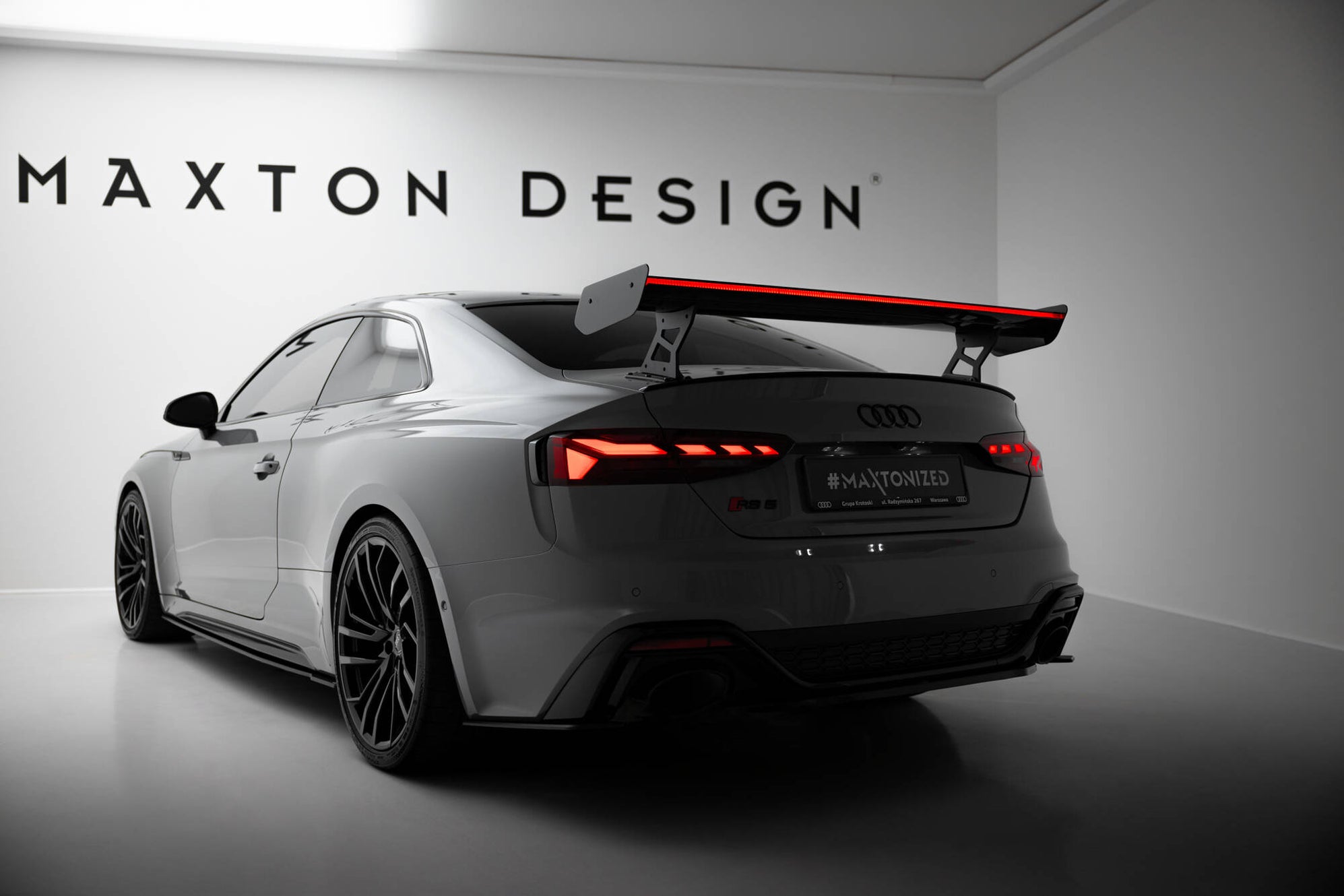 Maxton Design Carbon Spoiler With External Brackets Uprights V.2 + LED ...