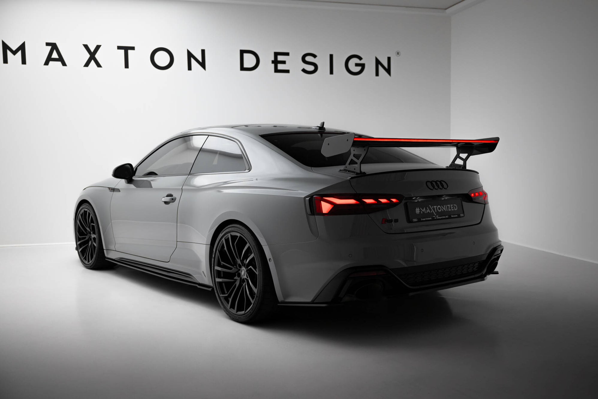 Maxton Design Carbon Spoiler With External Brackets Uprights V.2 + LED ...